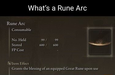 What's a Rune Arc Rune Arc Consumable No. Held 9399 Stored 600600 FP ...
