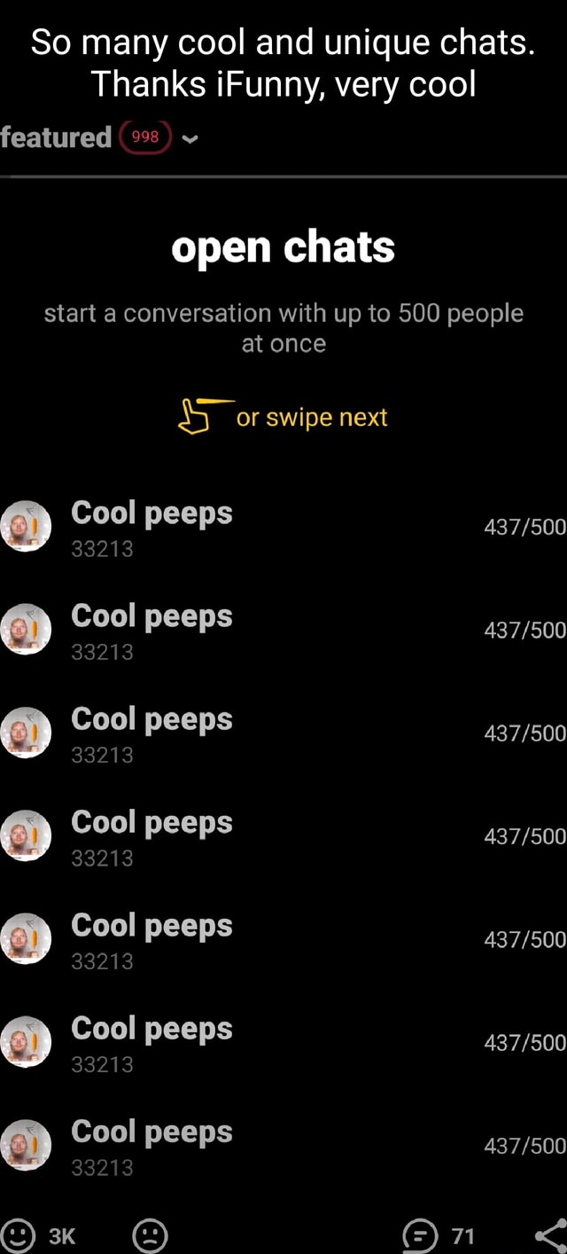 So many cool and unique chats. Thanks iFunny, very cool featured open ...