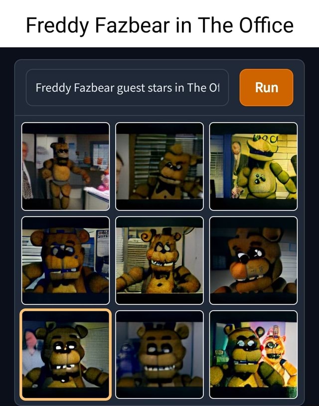 Freddy Fazbear in The Office Freddy Fazbear guest stars in The Run - iFunny