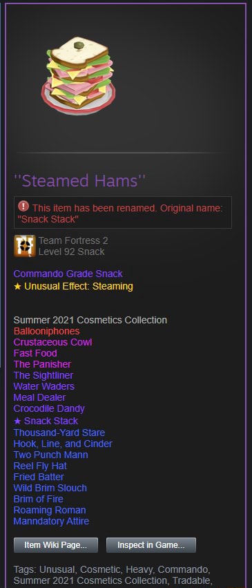 "Steamed Hams" @ This item has been renamed. Original name: "Snack ...