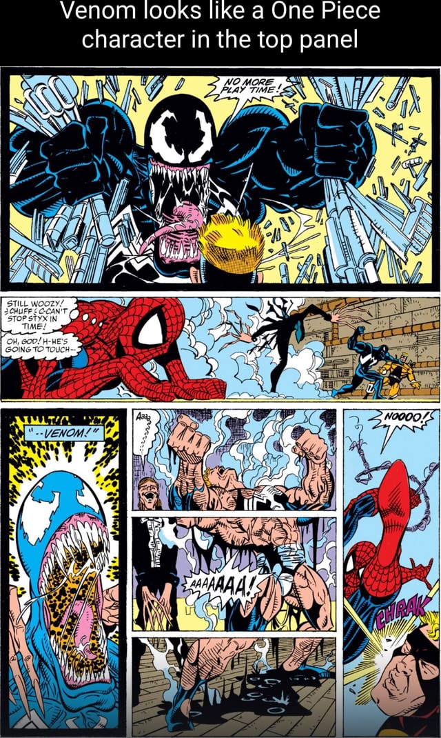 Venom looks like a One Piece character in the top panel an BS - iFunny