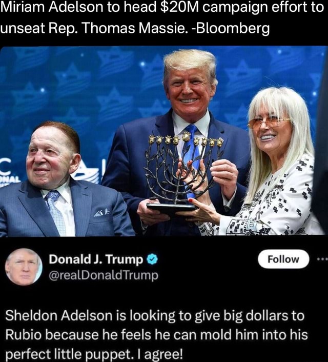 Miriam Adelson to head campaign effort to unseat Rep. Thomas Massie ...