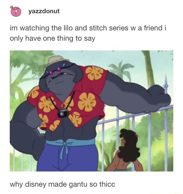 Im watching the lilo and stitch series w a friend i only have one thing ...