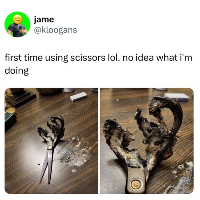 Jame @kloogans first time using scissors lol. no idea what i'm doing ...