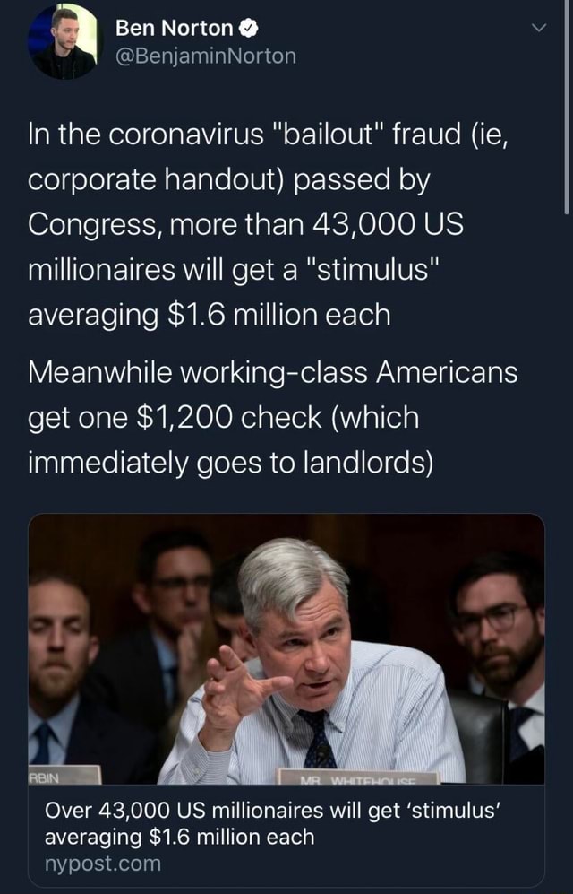 In the coronavirus "bailout" fraud (ie, corporate handout) passed by ...