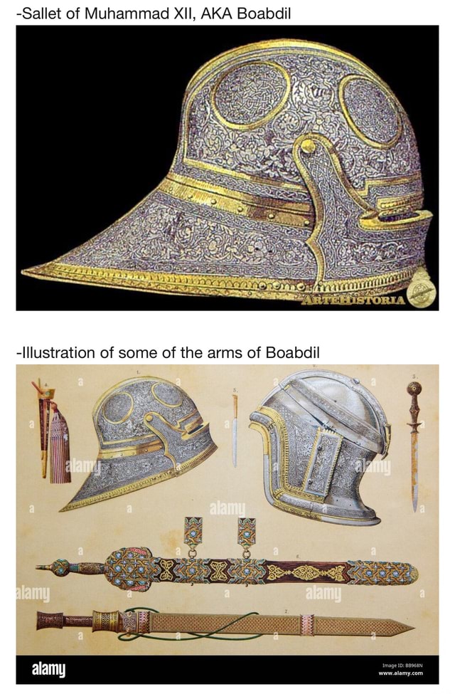 -Sallet of Muhammad XII, AKA Boabdil -lllustration of some of the arms ...