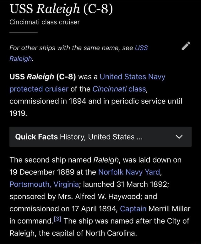 Protected/Peace C-8 USS Raleigh - USS Raleigh Cincinnati class cruiser ...