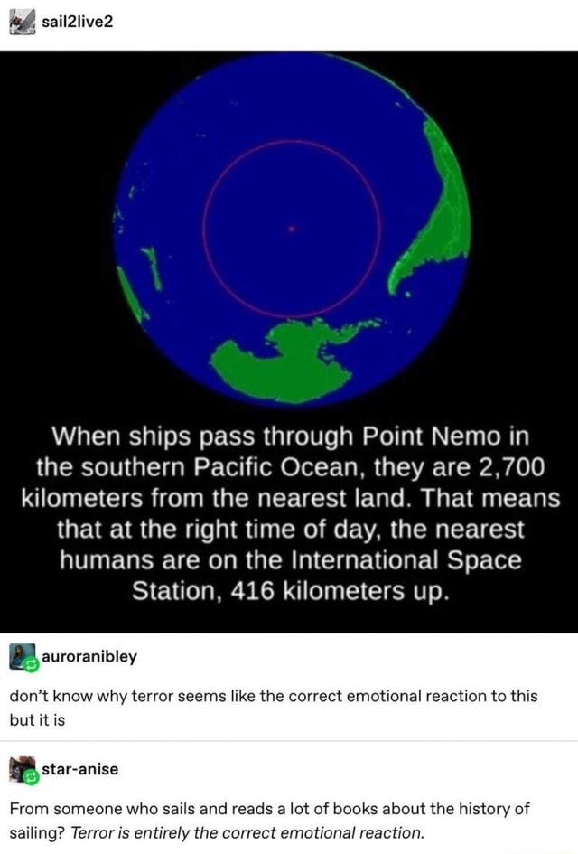 When ships pass through Point Nemo in the southern Pacific Ocean. they ...