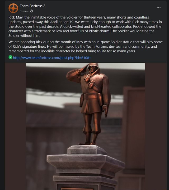 Rick May, the inimitable voice of the Soldier for thirteen years, many ...