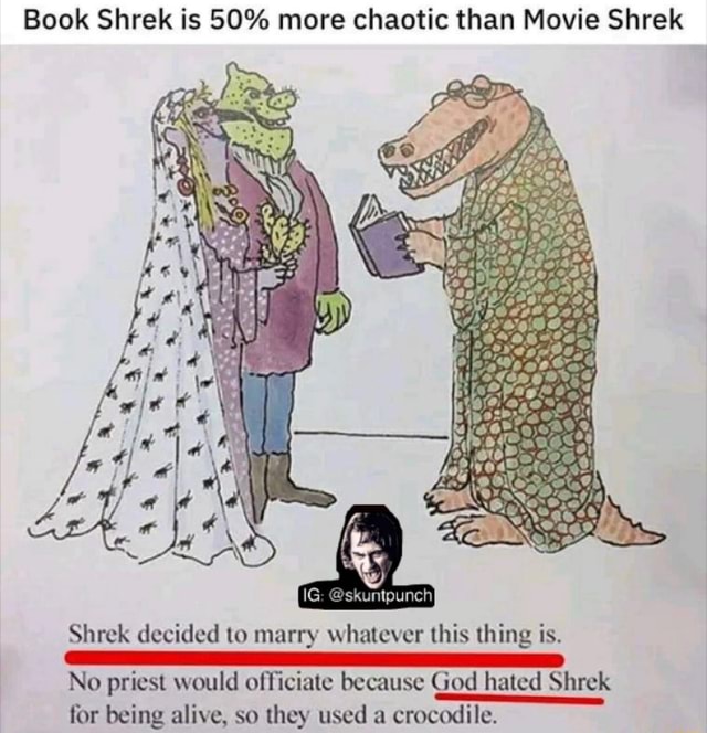 Book Shrek is 50% more chaotic than Movie Shrek IG Shrek decided to ...
