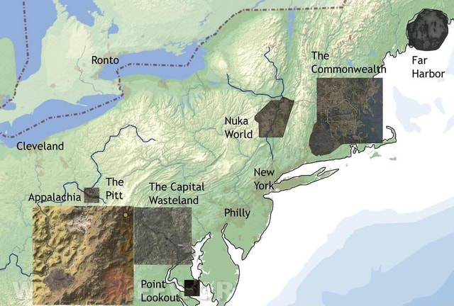 Scale map fallout Northeast US - Ronto Cleveland Appalaghia Pitt Wastel ...