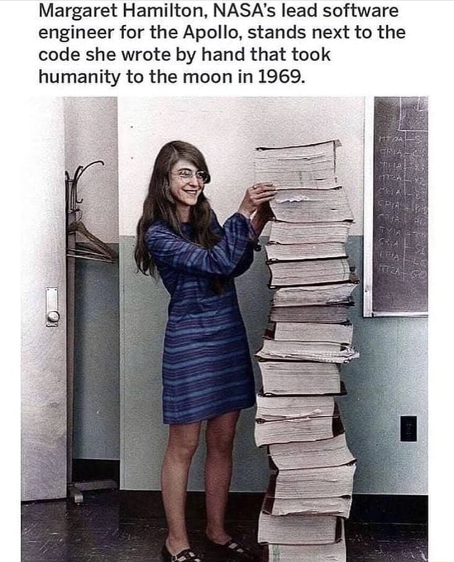 Margaret Hamilton, NASA's lead software engineer for the Apollo, stands ...