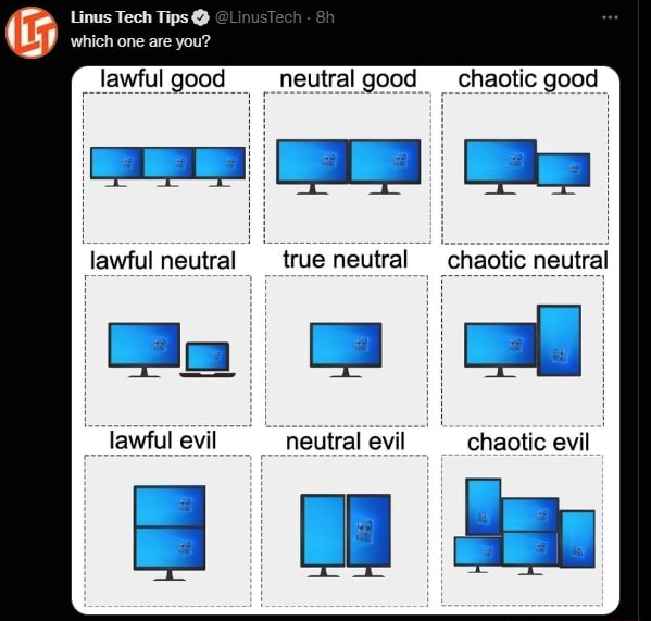 Linus Tech Tips which one are you? lawful good neutral good chaotic ...