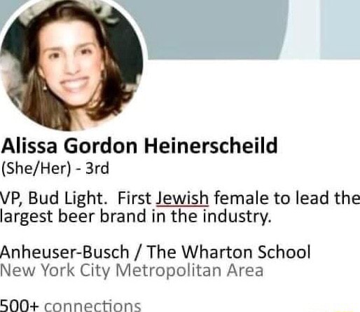 Alissa Gordon Heinerscheild VP, Bud Light. First Jewish female to lead ...