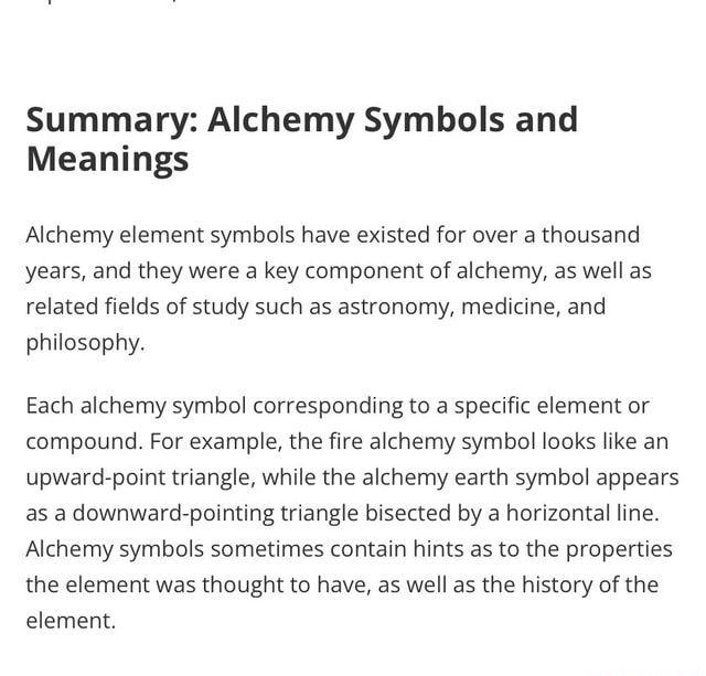 Summary: Alchemy Symbols and Meanings Alchemy element symbols have ...