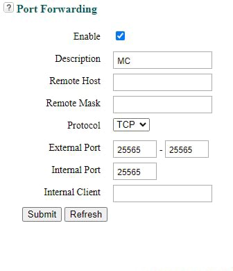 2) Port Forwarding Enable Description Remote Host Remote Mask Protocol ...