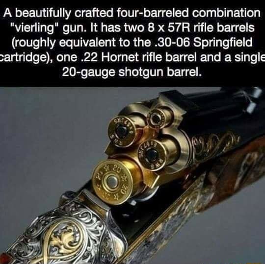 A beautifully crafted four-barreled combination "vierling" gun. It has ...