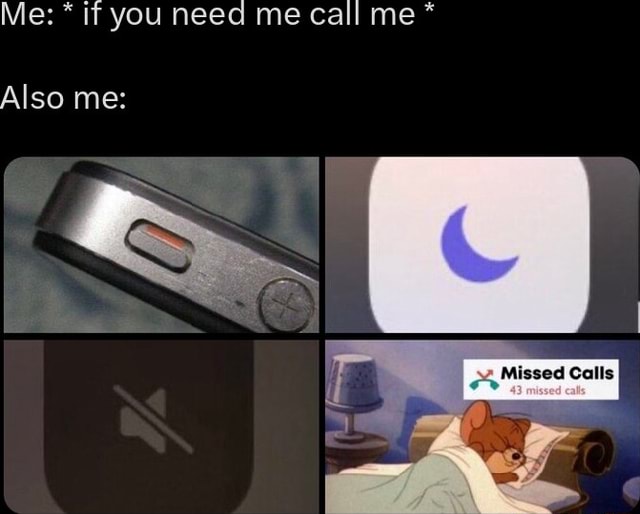 Me: * if you need me call me * Also me: Missed Calls - iFunny