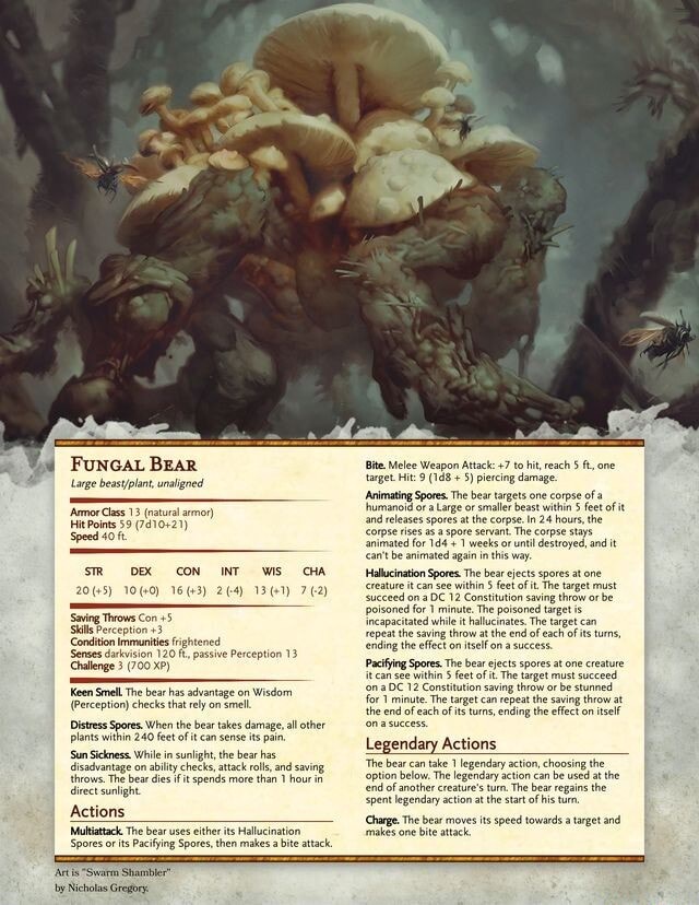 Ya FUNGAL BEar Large unaligned 'Armor Class 13 (ratural armor) HitPoins ...