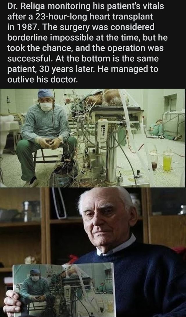 Dr. Religa monitoring his patient's vitals after a 23-hour-long heart ...