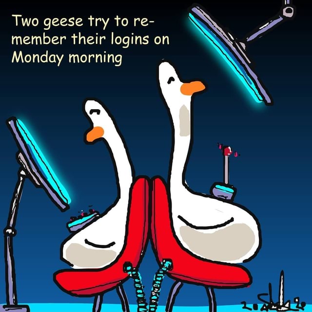 Two geese try to re- member their logins on Monday morning - America’s ...