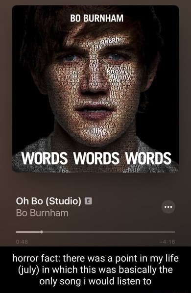 BO BURNHAM WORDS WORDS WORDS Oh Bo (Studio) Bo Burnham horror fact ...