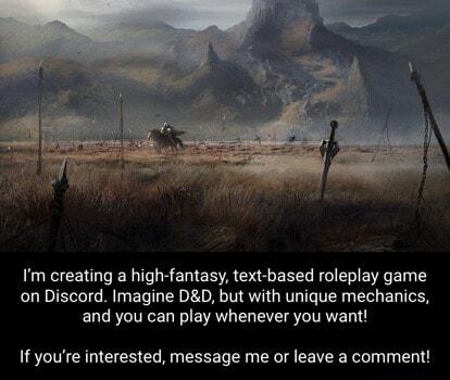 I'm creating a high-fantasy, text-based roleplay game on Discord ...
