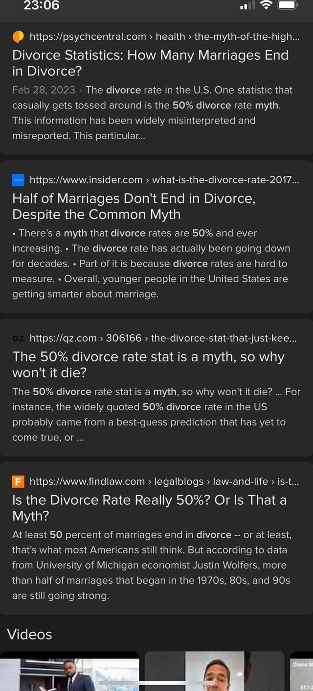 Health > the-myth-of-the-high... Divorce Statistics: How Many Marriages End in Divorce? Feb 28 ...