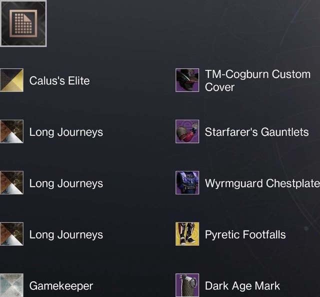 Calus's Elite Long Journeys I Long Journeys I Long Journeys Gamekeeper ...