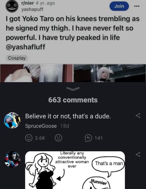 I got Yoko Taro on his knees trembling as he signed my thigh. I have ...