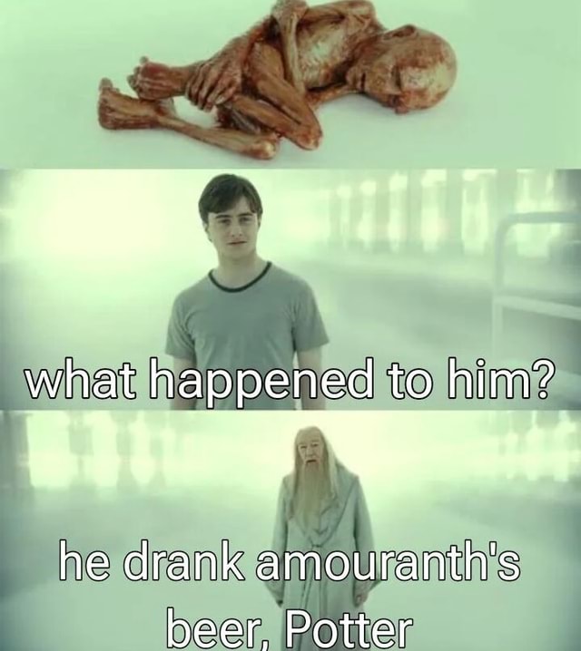 What happened to him? he drank amouranth's beer. Potter - iFunny
