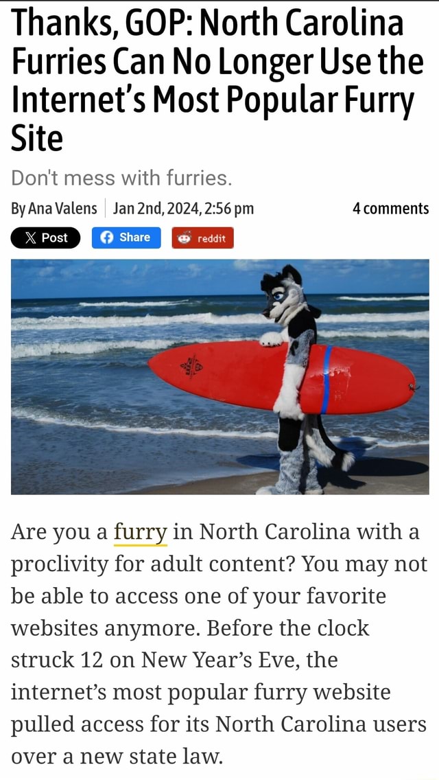 Thanks, GOP: North Carolina Furries Can No Longer Use the Internet's ...