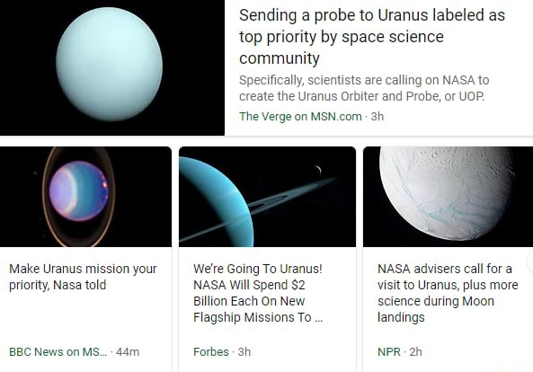 Sending a probe to Uranus labeled as top priority by space science ...