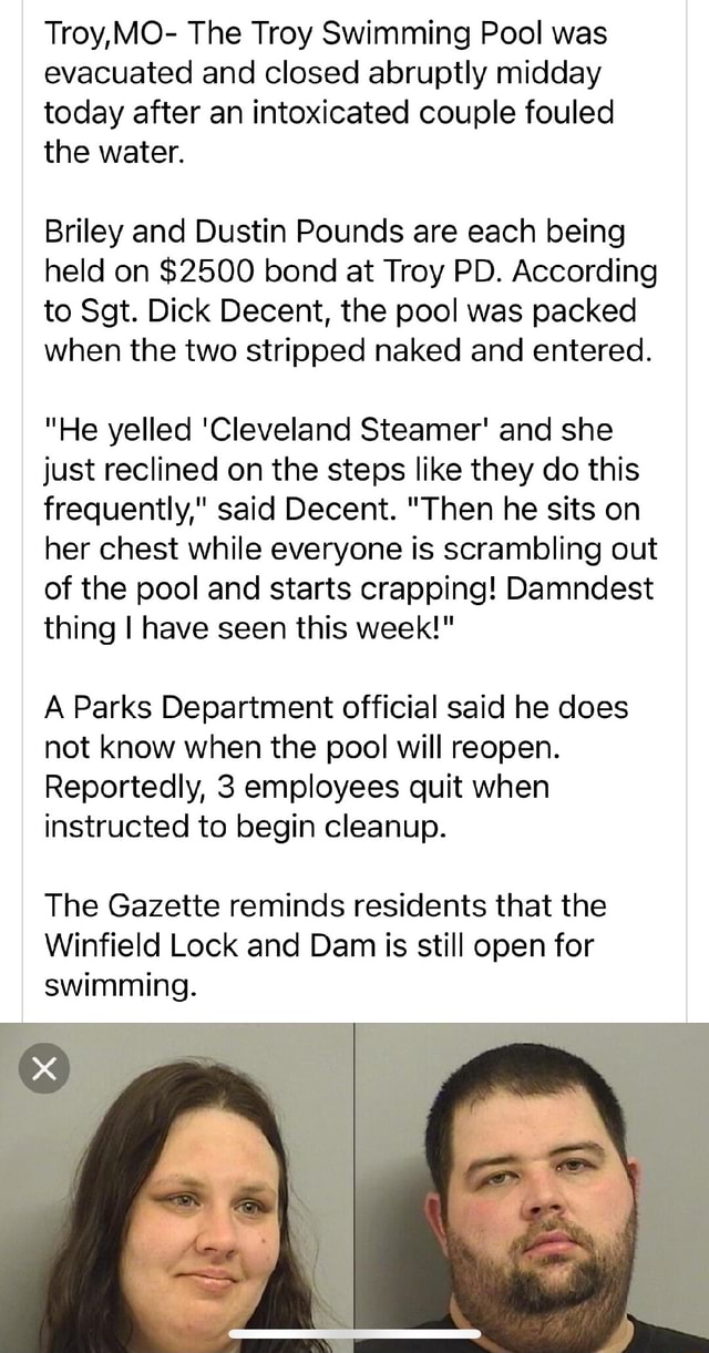 Troy, MO- The Troy Swimming Pool was evacuated and closed abruptly ...