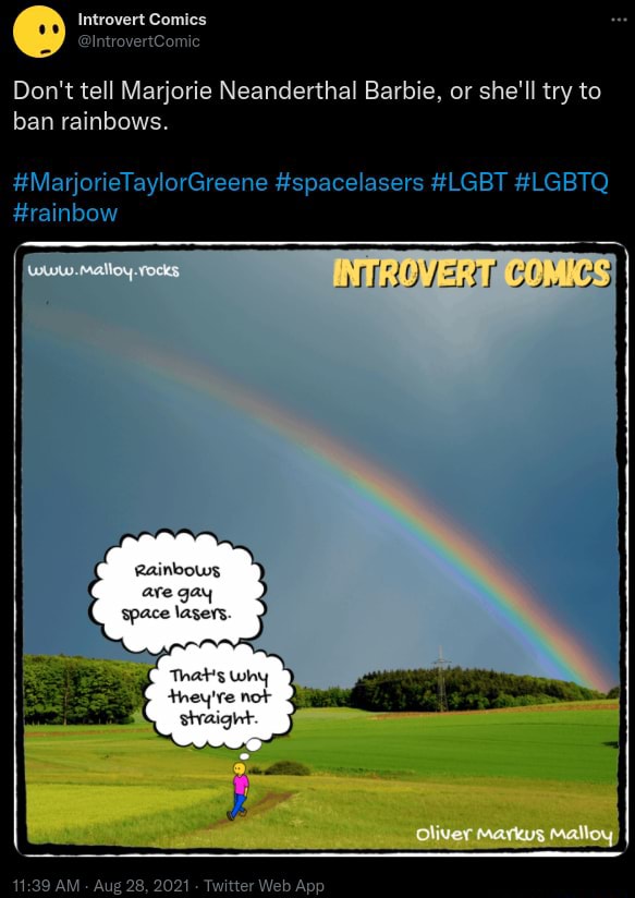 Don't tell Marjorie Neanderthal Barbie, or she'll try to ban rainbows ...
