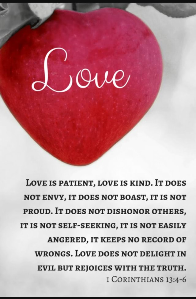 LOVE IS PATIENT, LOVE IS KIND. IT DOES NOT ENVY, IT DOES NOT BOAST, IT ...