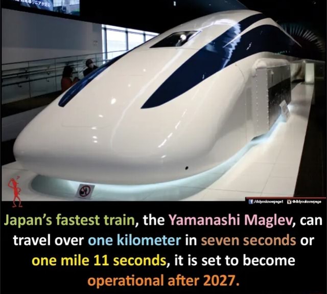 Japan's fastest train, the Yamanashi Maglev, can travel over one ...
