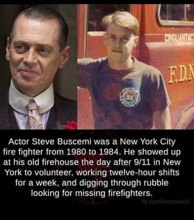 Actor Steve Buscemi was a New York City fire fighter from 1980 to 1984 ...