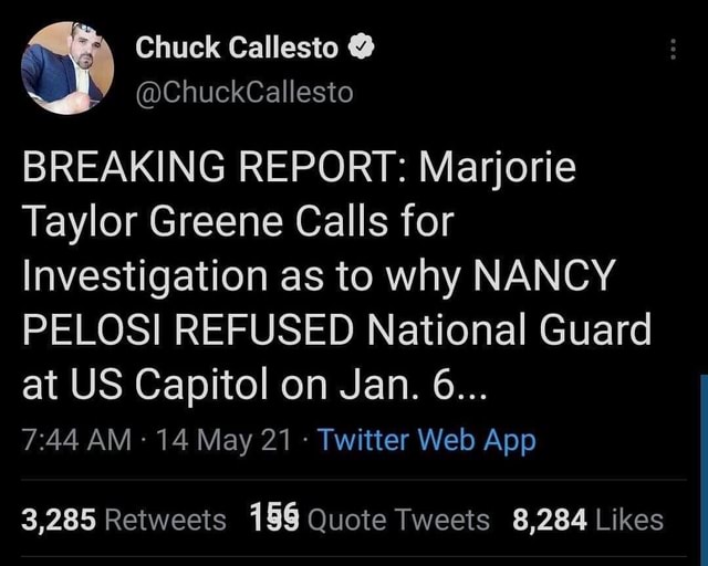 Chuck Callesto @ BREAKING REPORT: Marjorie Taylor Greene Calls for ...