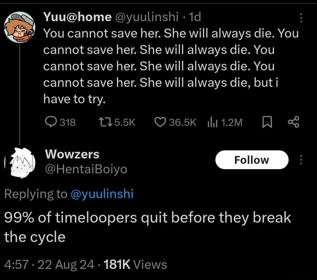 @yuulinshi id You cannot save her. She will always die. You cannot save ...