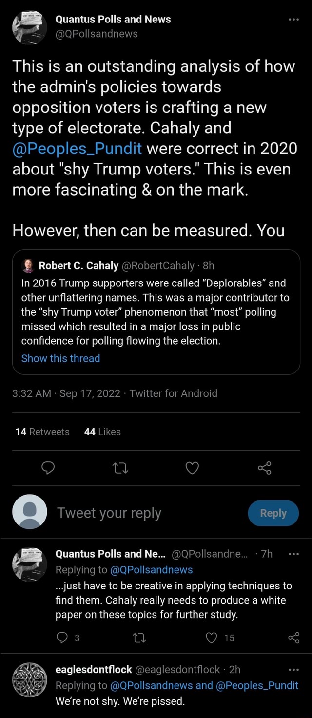 Quantus Polls and News This is an outstanding analysis of how the admin's policies towards ...