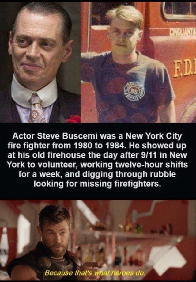Actor Steve Buscemi was a New York City fire fighter from 1980 to 1984 ...