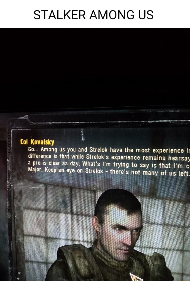 STALKER AMONG US Col Kovalsky So... Among us you and Strelok have the ...
