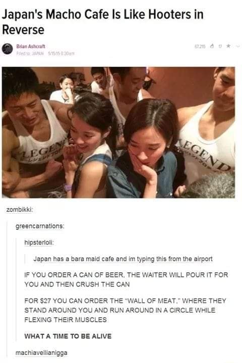 Japan's Macho Cafe Is Like Hooters in Reverse . m =01? 52? vou CAN ...