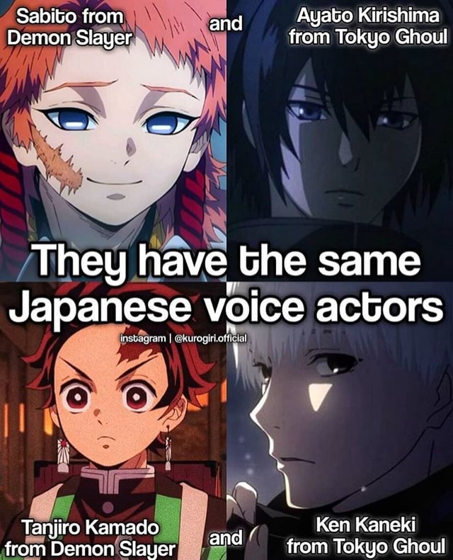 Sabito from and Ayato Kirishima Demon Slayer from Tokyo Ghoul They have ...