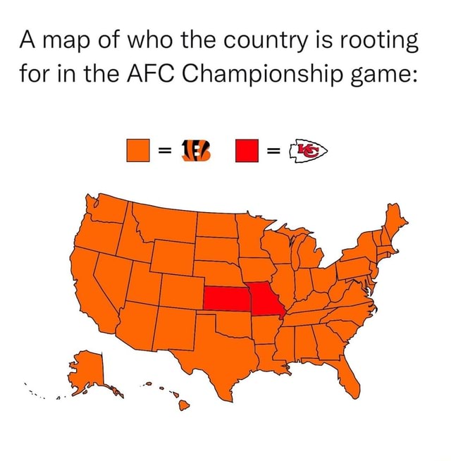 A map of who the country is rooting for in the AFC Championship game ...