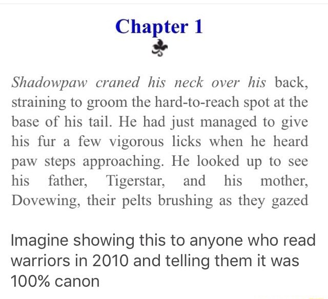 Shadowpaw craned his neck over his back, straining to groom the hard-to ...