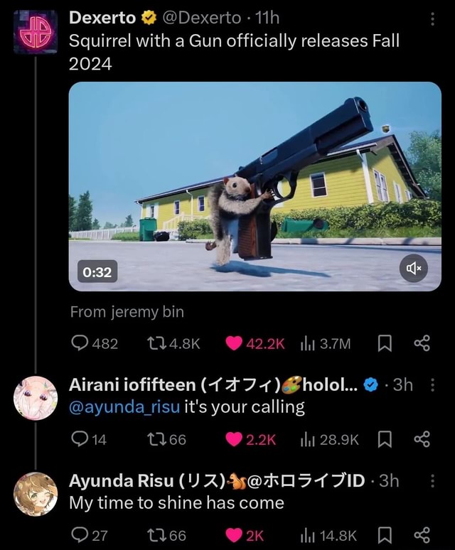 Dexerto @ @Dexerto Squirrel with a Gun officially releases Fall 2024 ...