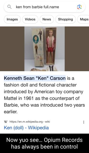 Ken from barbie name Images Videos News Shopping Maps Kenneth Sean "Ken" Carson is a fashion ...
