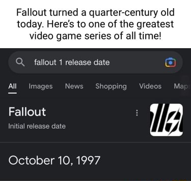 Fallout turned a quarter-century old today. Here's to one of the ...